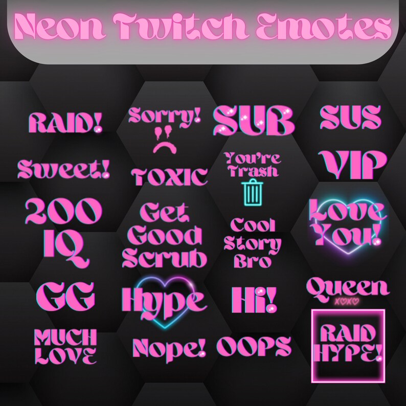 Pink Twitch Emotes, Neon Twitch Emotes, Cute Emotes, Blue Twitch Emotes ...