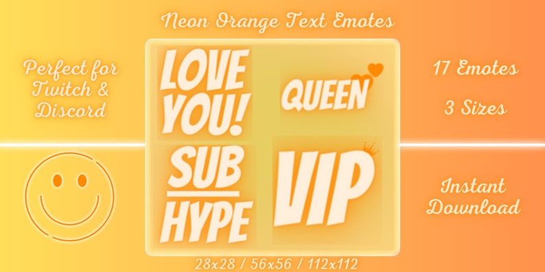 Neon Orange Text Emotes, Text Emotes, Neon Emotes, Cute Emotes, Twitch ...