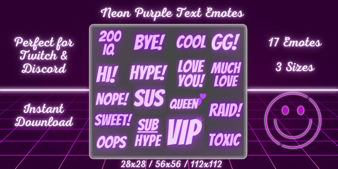 Neon Purple Text Emotes, Neon Emotes, Twitch Emotes, Discord Emotes ...