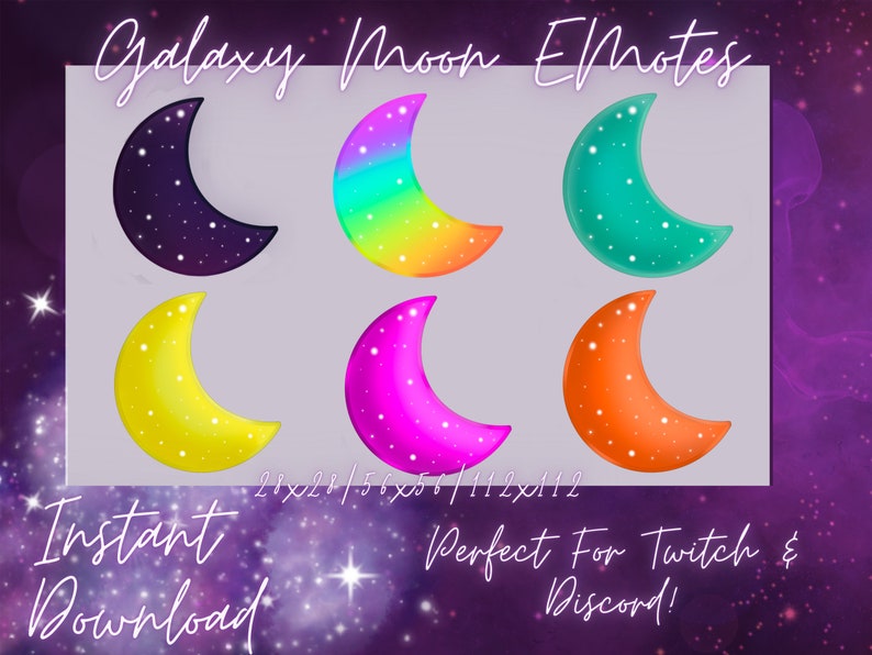 Galaxy Moon Emotes Moon Emotes Emotes for Twitch Cute - Etsy