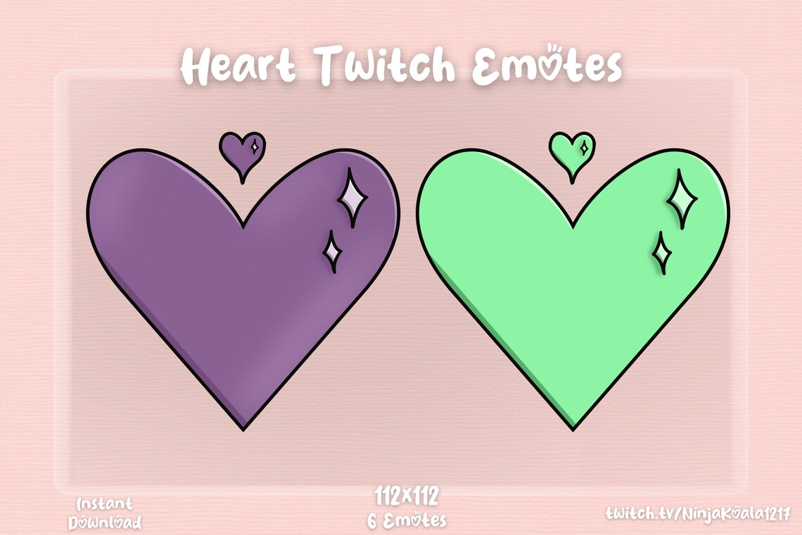 6 Heart Twitch Emotes, Heart Emotes, Cute Emotes, Twitch Emotes, Pink ...