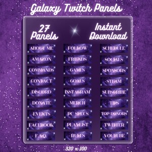 Purple Galaxy Panels for Twitch/discord, Galaxy Panels, Twitch Panels ...