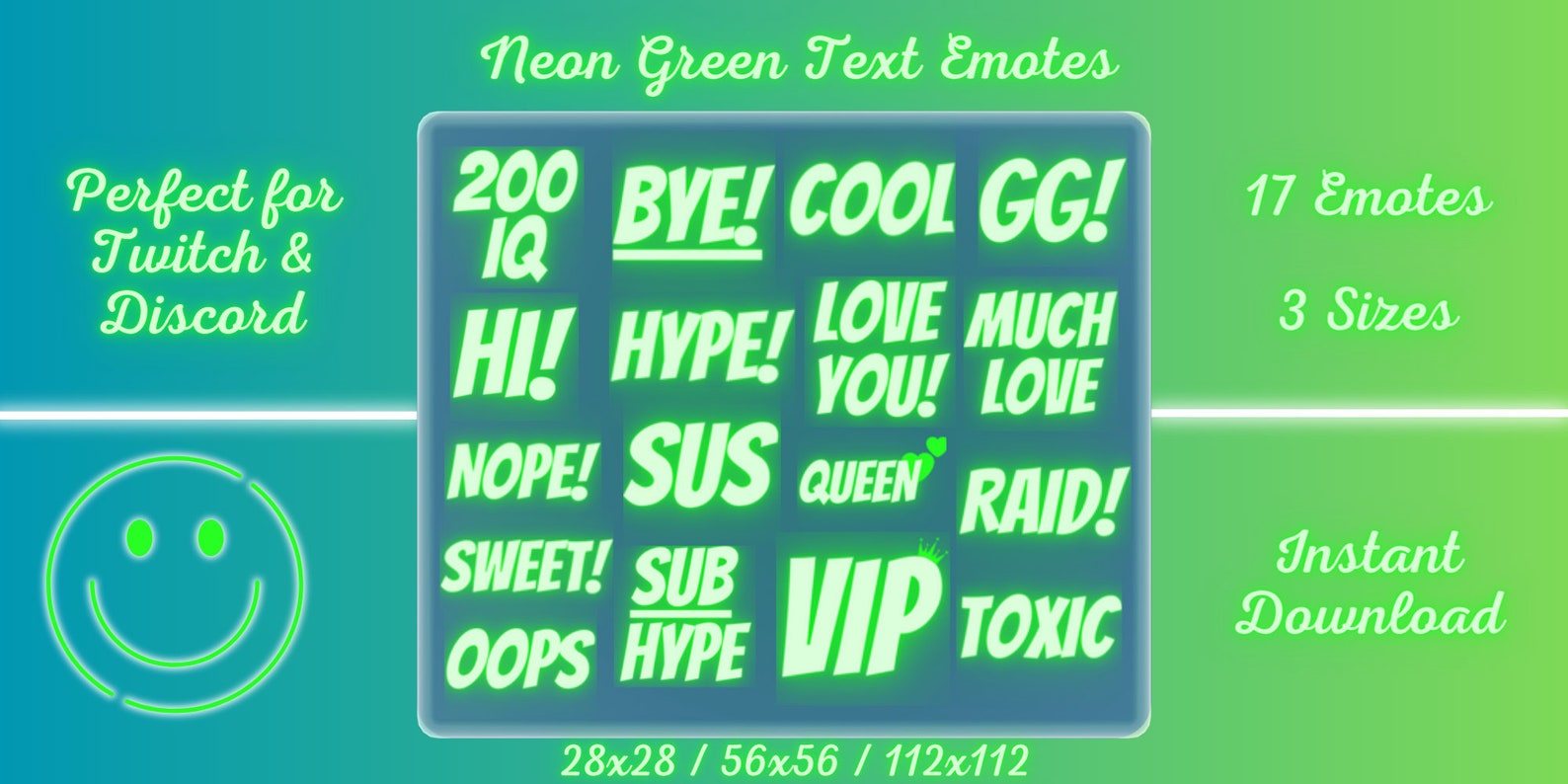 Neon Green Emotes, Twitch Emotes, Neon Emotes, Discord Emotes, Cute ...