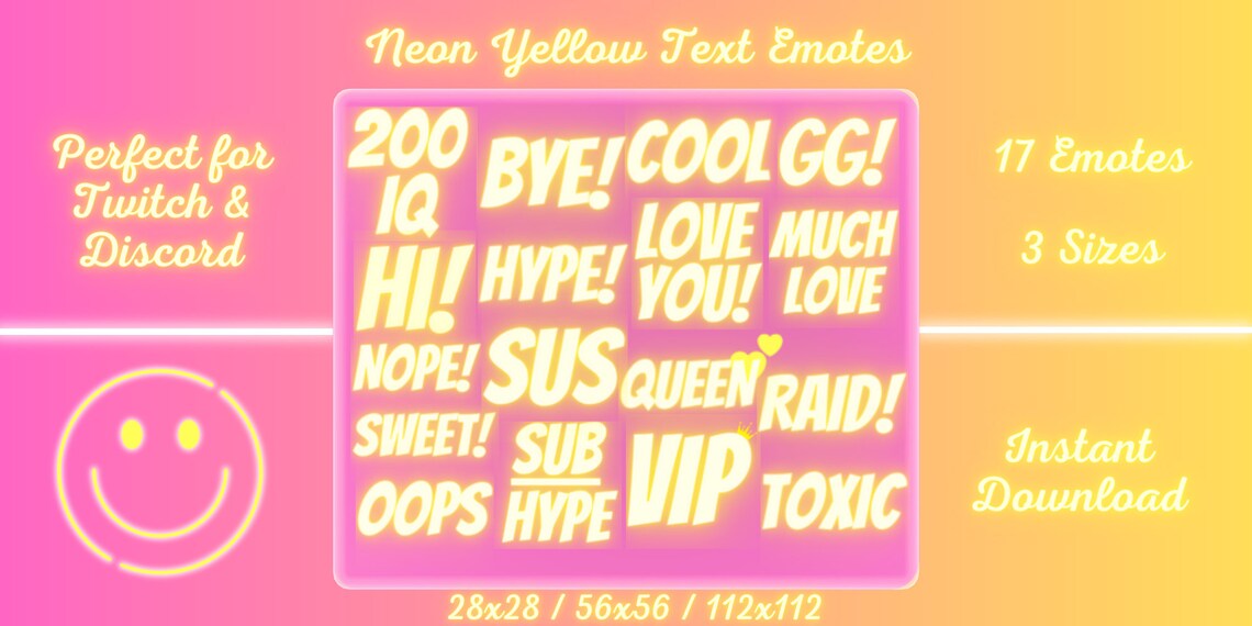 Neon Yellow Text Emotes, Neon Emotes, Cute Emotes, Twitch Emotes ...