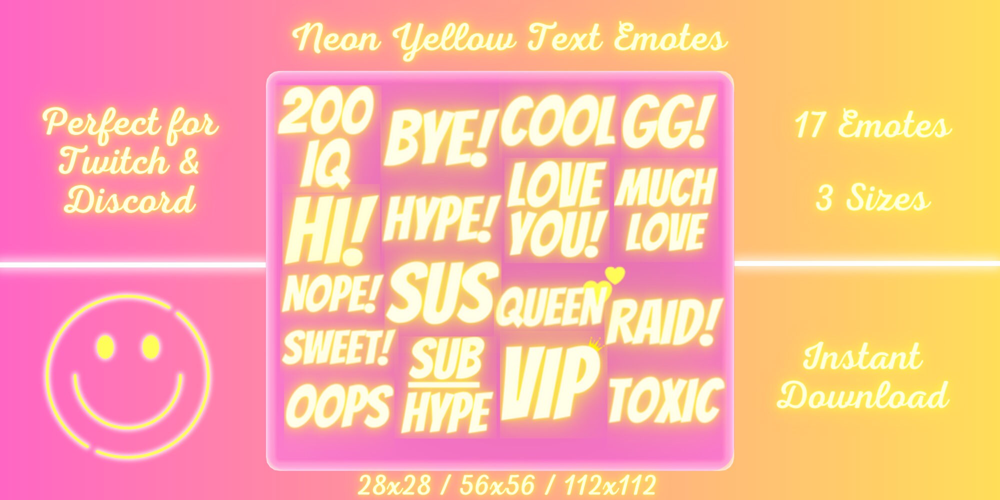 Neon Yellow Text Emotes, Neon Emotes, Cute Emotes, Twitch Emotes ...