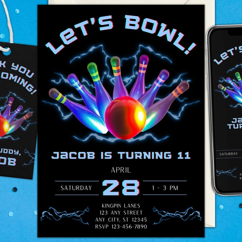 Bowling Invitations - Etsy