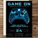 Video Game Party Invitation Set: Neon Controller, Editable Template ...