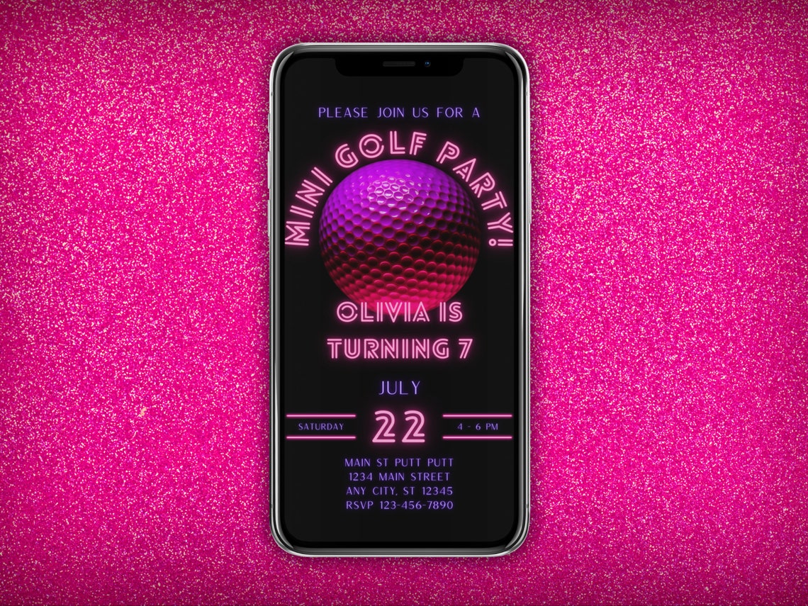 Editable Mini Golf Invitation Minimalist Birthday Party Invite Girl ...