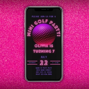 Editable Mini Golf Invitation Minimalist Birthday Party Invite Girl ...