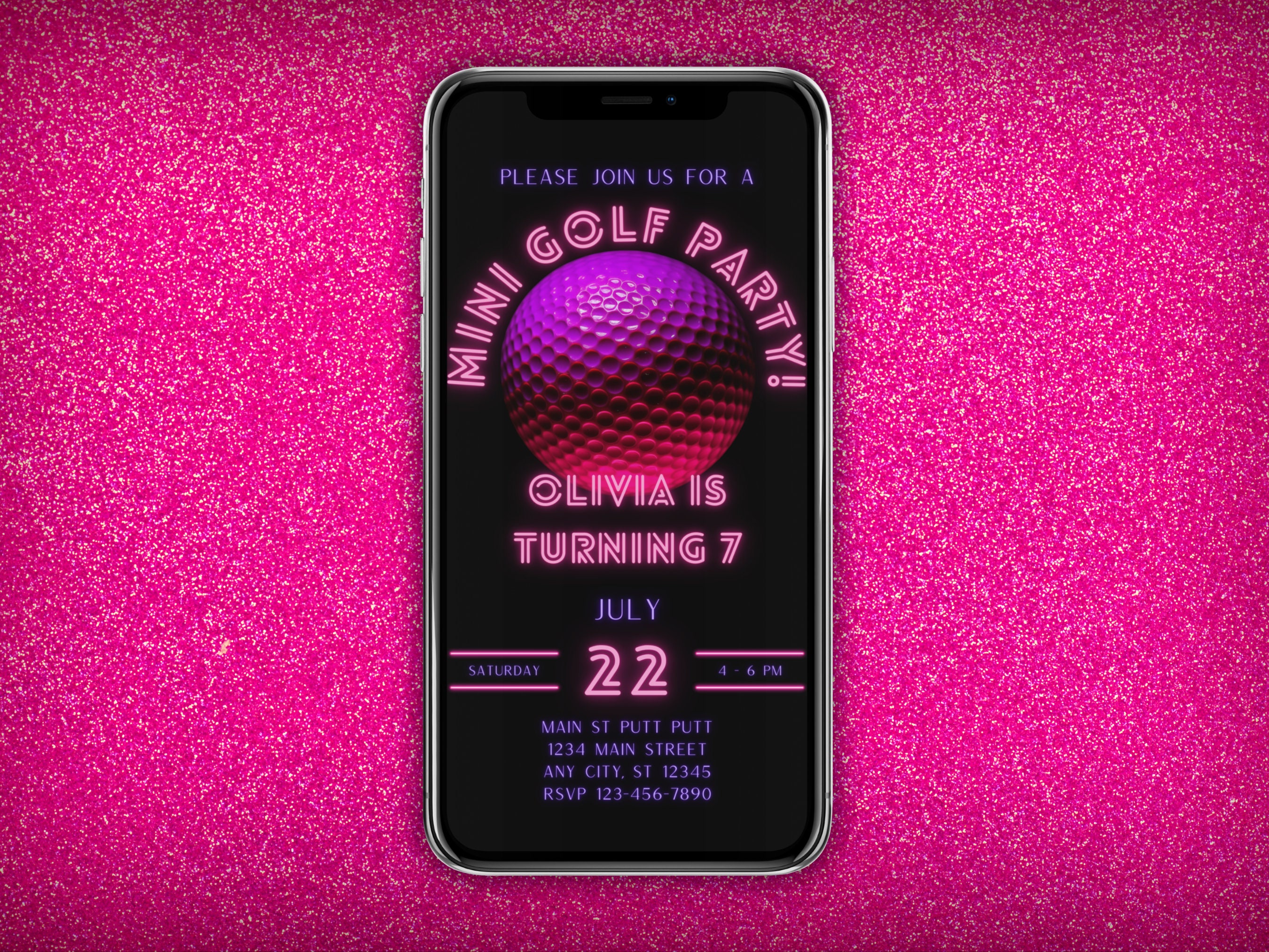 Editable Mini Golf Invitation Minimalist Birthday Party Invite Girl ...