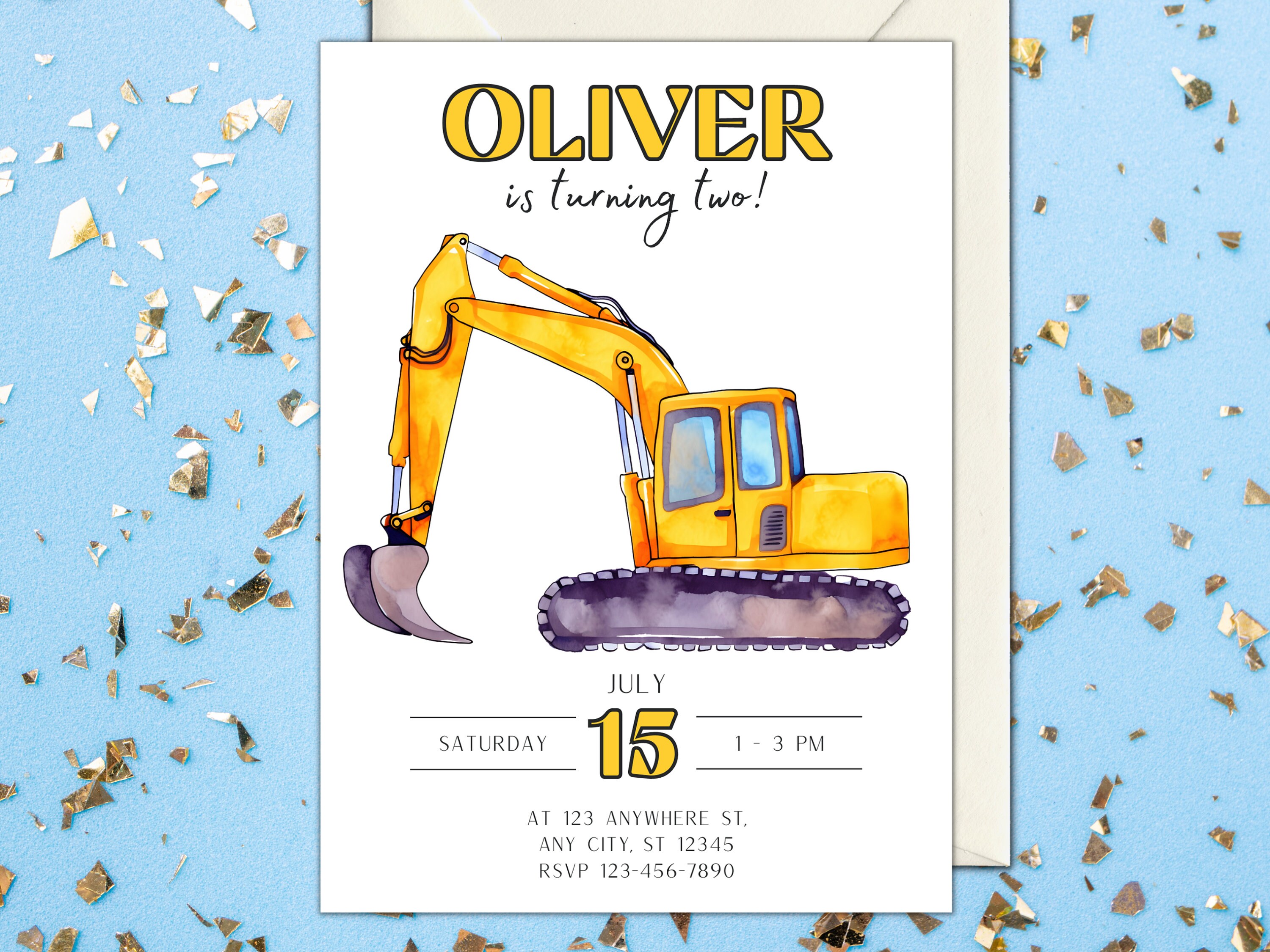 Minimalist Construction Invitation Set Construction Birthday - Etsy