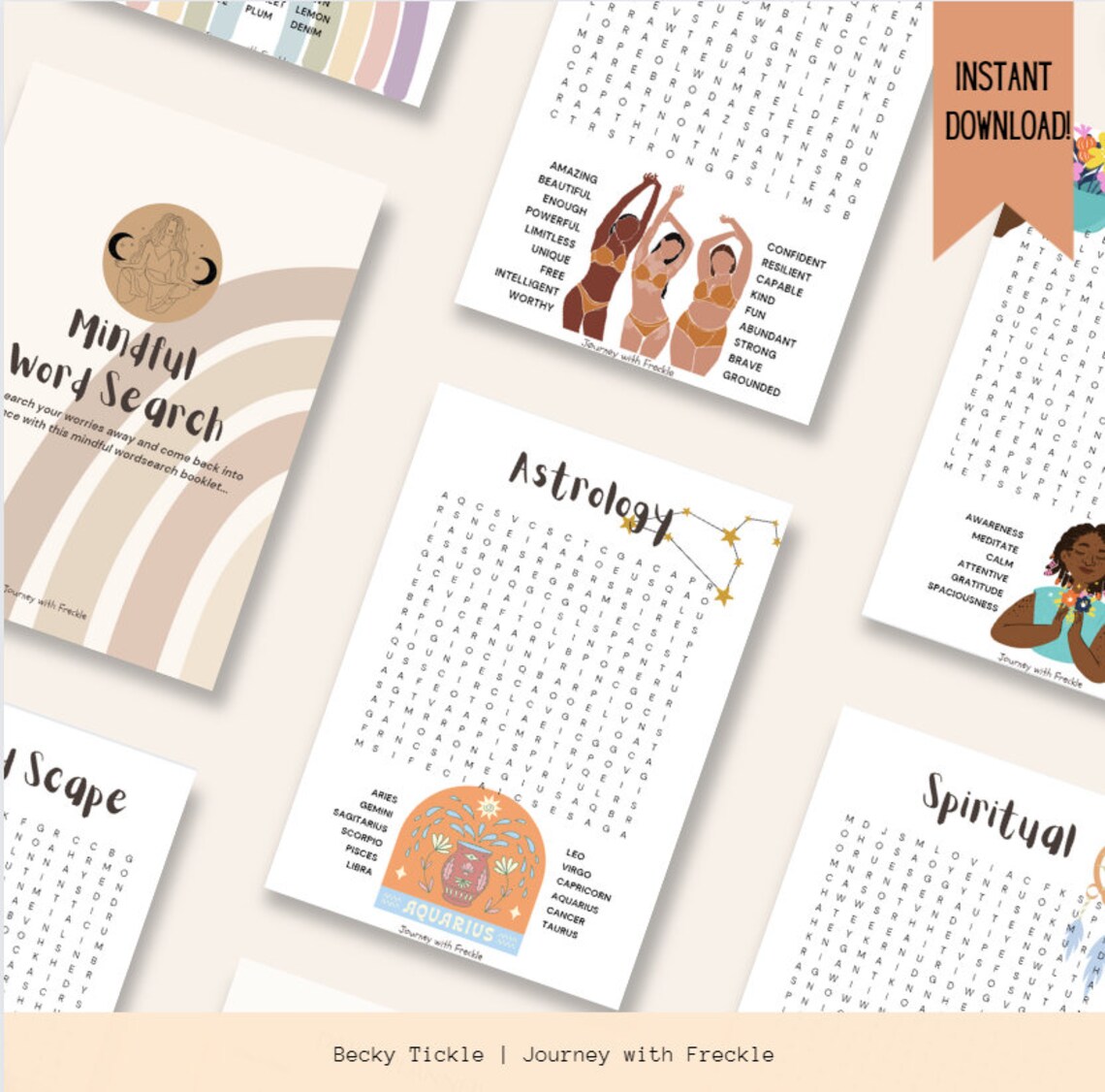 Mindful Word Search Bundle Word Search, Word Puzzles, Mindful ...