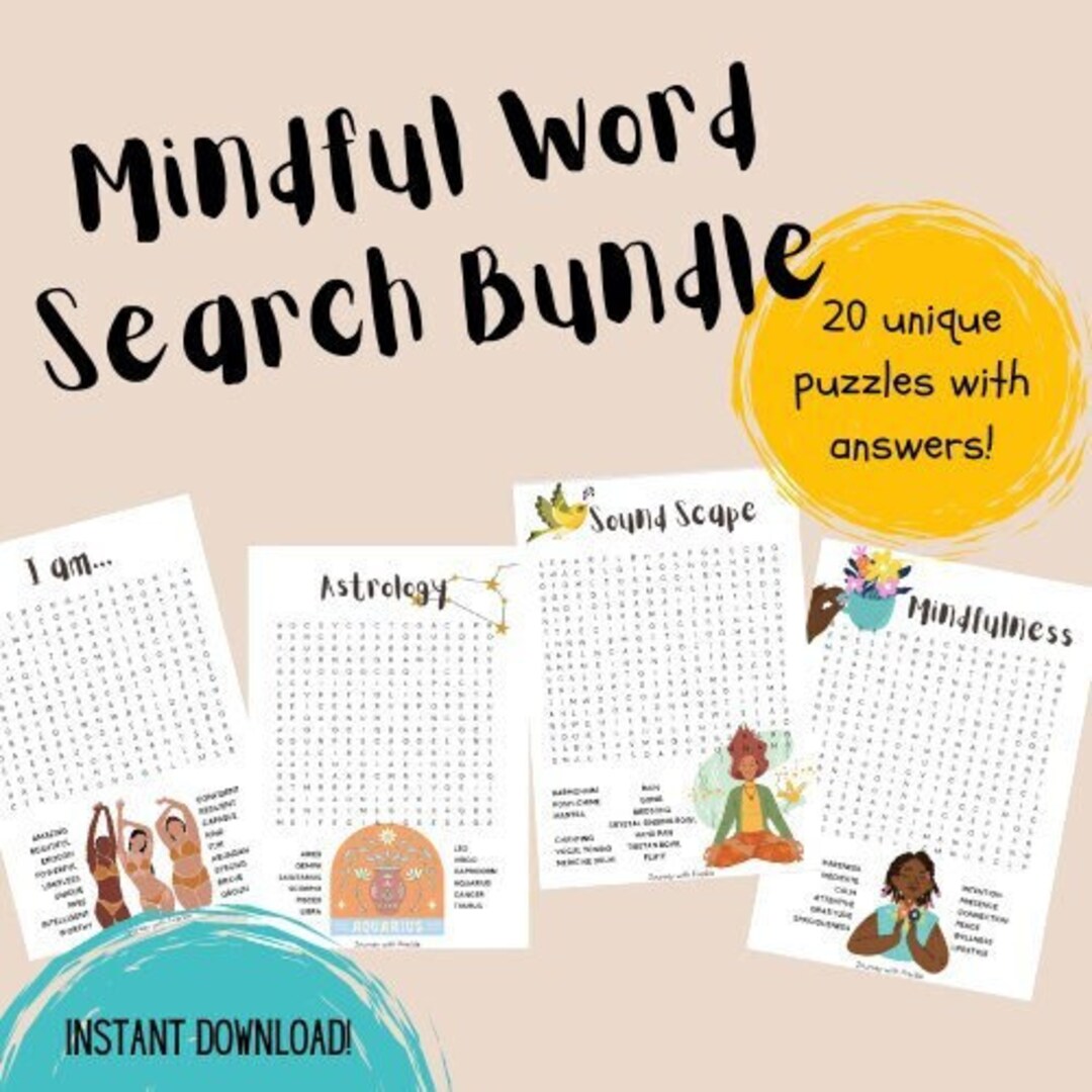 Mindful Word Search Bundle Word Search Word Puzzles - Etsy Australia