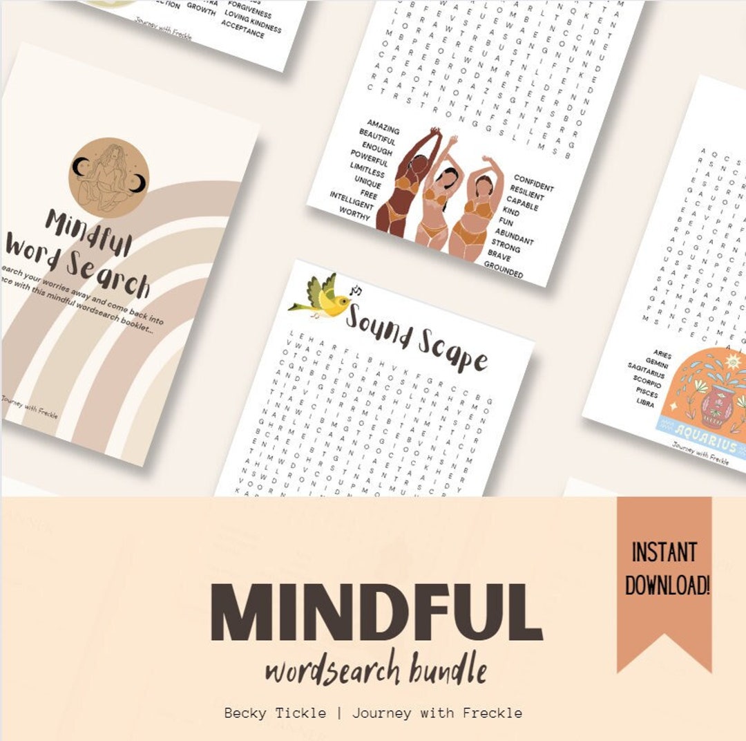 Mindful Word Search Bundle Word Search, Word Puzzles, Mindful ...
