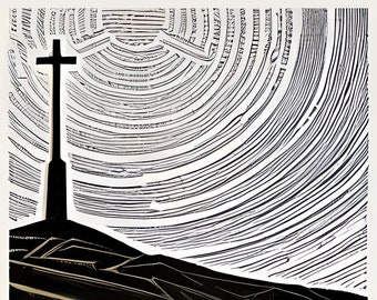 Tree Linocut Style Square PDF File - Etsy