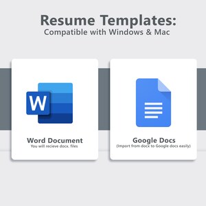 Modern Resume Template for Word, Docs, 1 Page Resume, Cover Letter ...