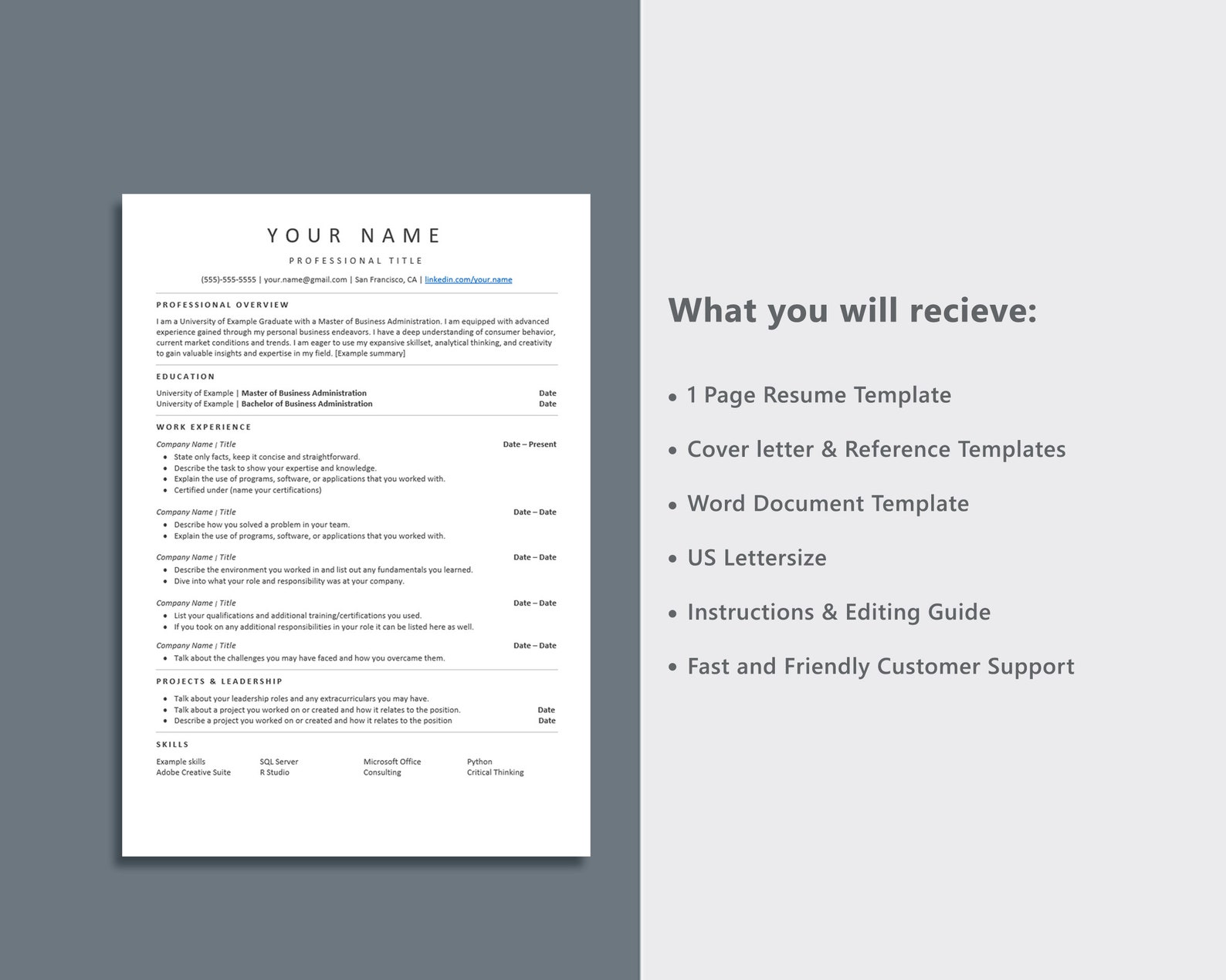 Industry Standard ATS Friendly Resume Template Word, Pages, ATS Resume ...