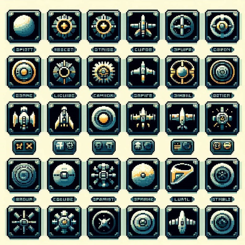 8-bit Spaceship Button Icons Sticker (5.5-inch LARGE Sticker) - Etsy
