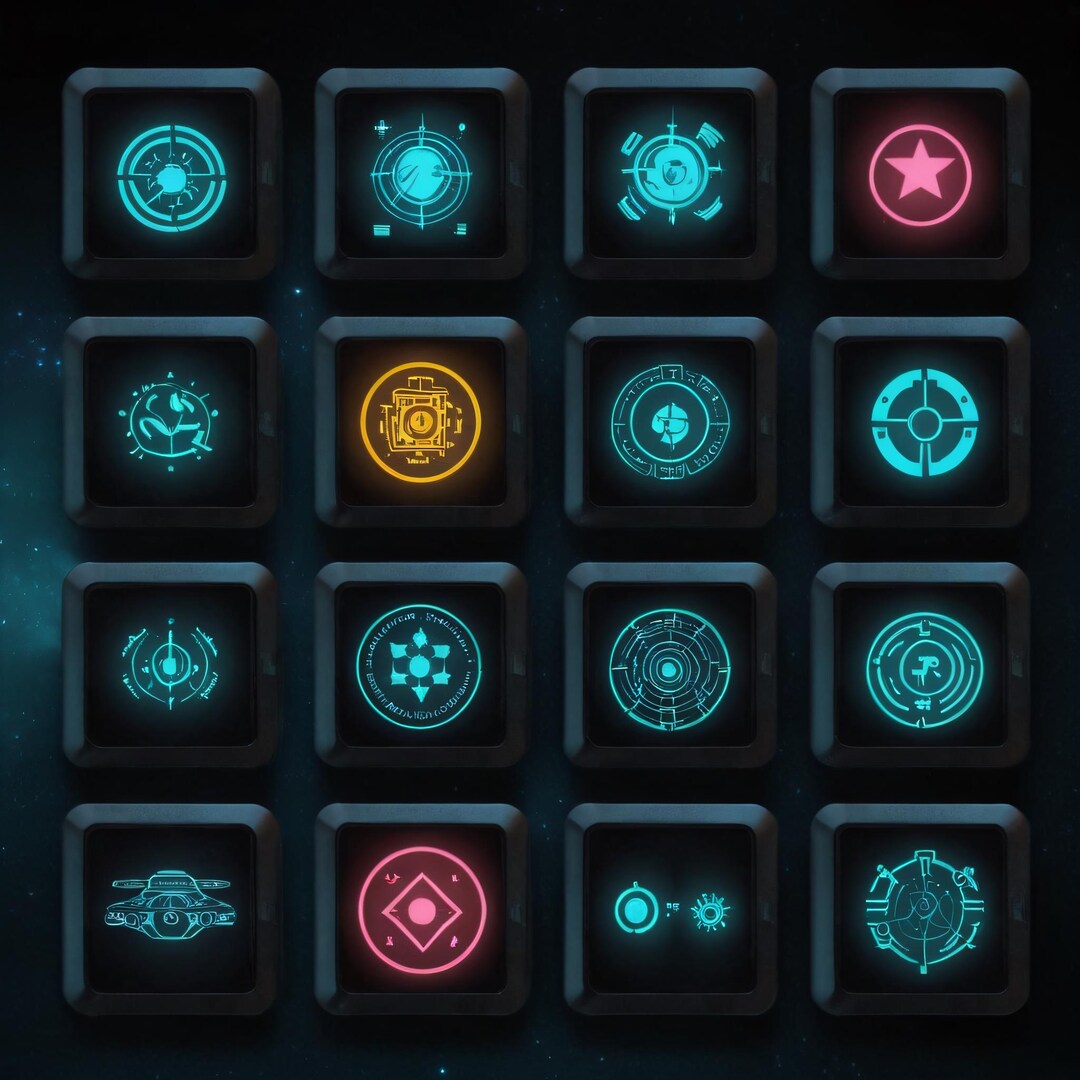 Retro-futuristic Push Buttons Sticker - Etsy