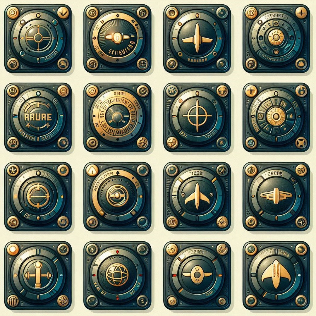 Art Deco Futuristic Buttons Sticker - Etsy