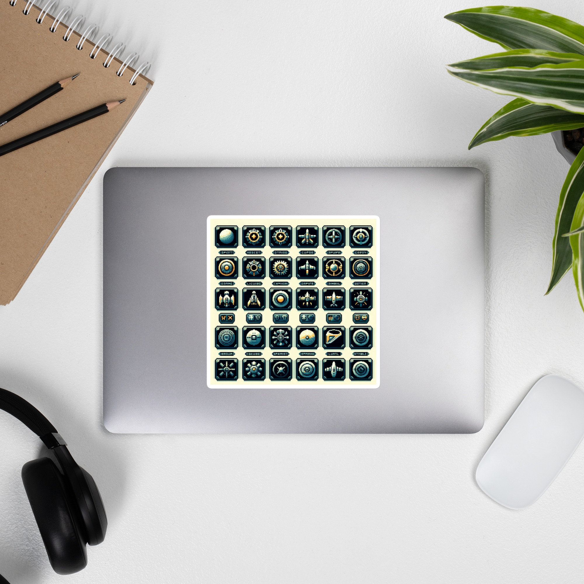 8-bit Spaceship Button Icons Sticker (5.5-inch LARGE Sticker) - Etsy