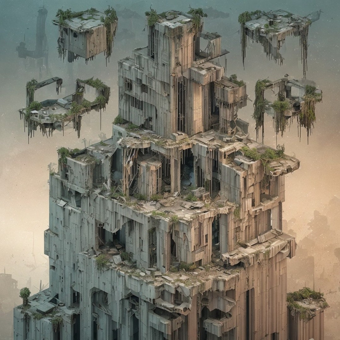 An Isometric Drawing of a Dystopian Skyscraper - Etsy