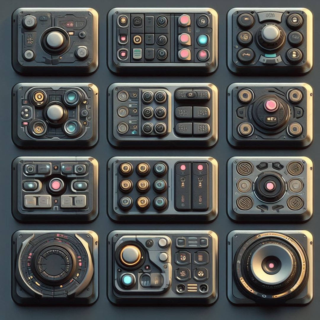 Scifi Buttons Wide (5.5-inch LARGE Sticker) - Etsy