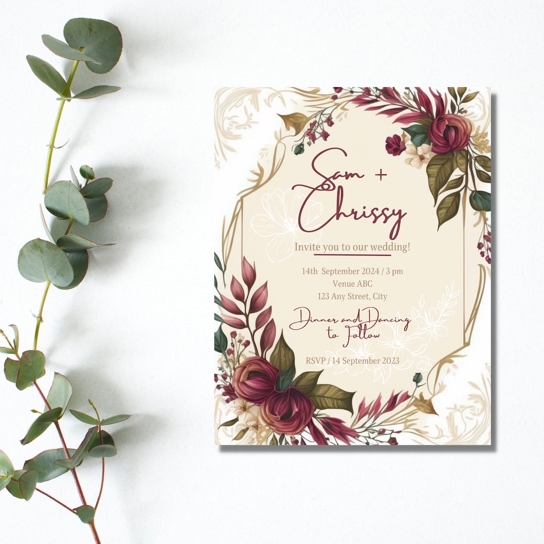 Printable Wedding Invitation - Instant Download - Editable Template ...