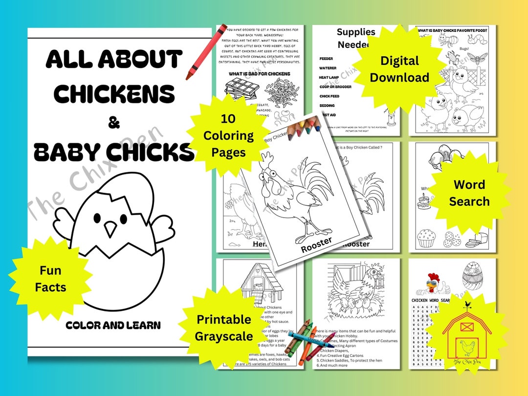 Chickens Coloring Book With Puzzles Fun Facts Kids Chicks Easter ...