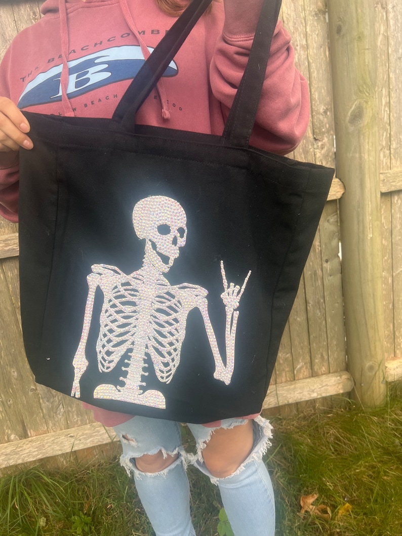 Bedazzled Skeleton Tote - Etsy