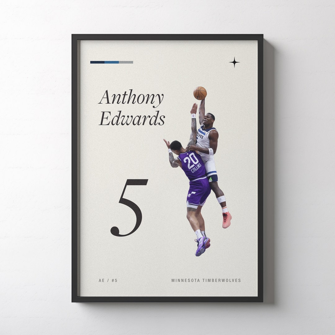 Anthony Edwards Poster, Anthony Edwards Dunk, Basketball Poster, Ant Edwards Dunk Poster, Sports ...