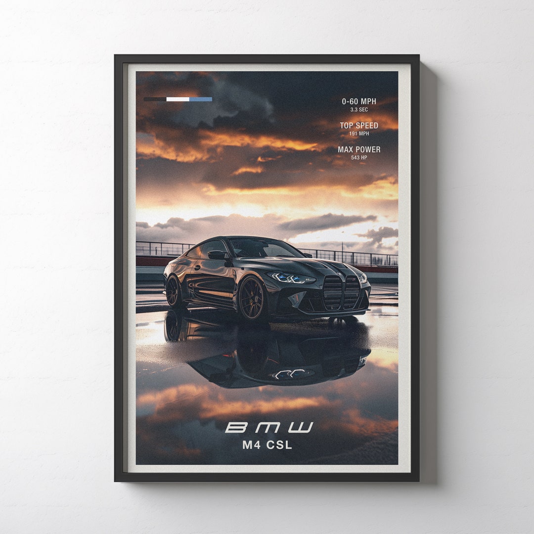 BMW M4 CSL Poster, BMW M4 Poster, Gifts for Husband, Car Poster, Bmw ...
