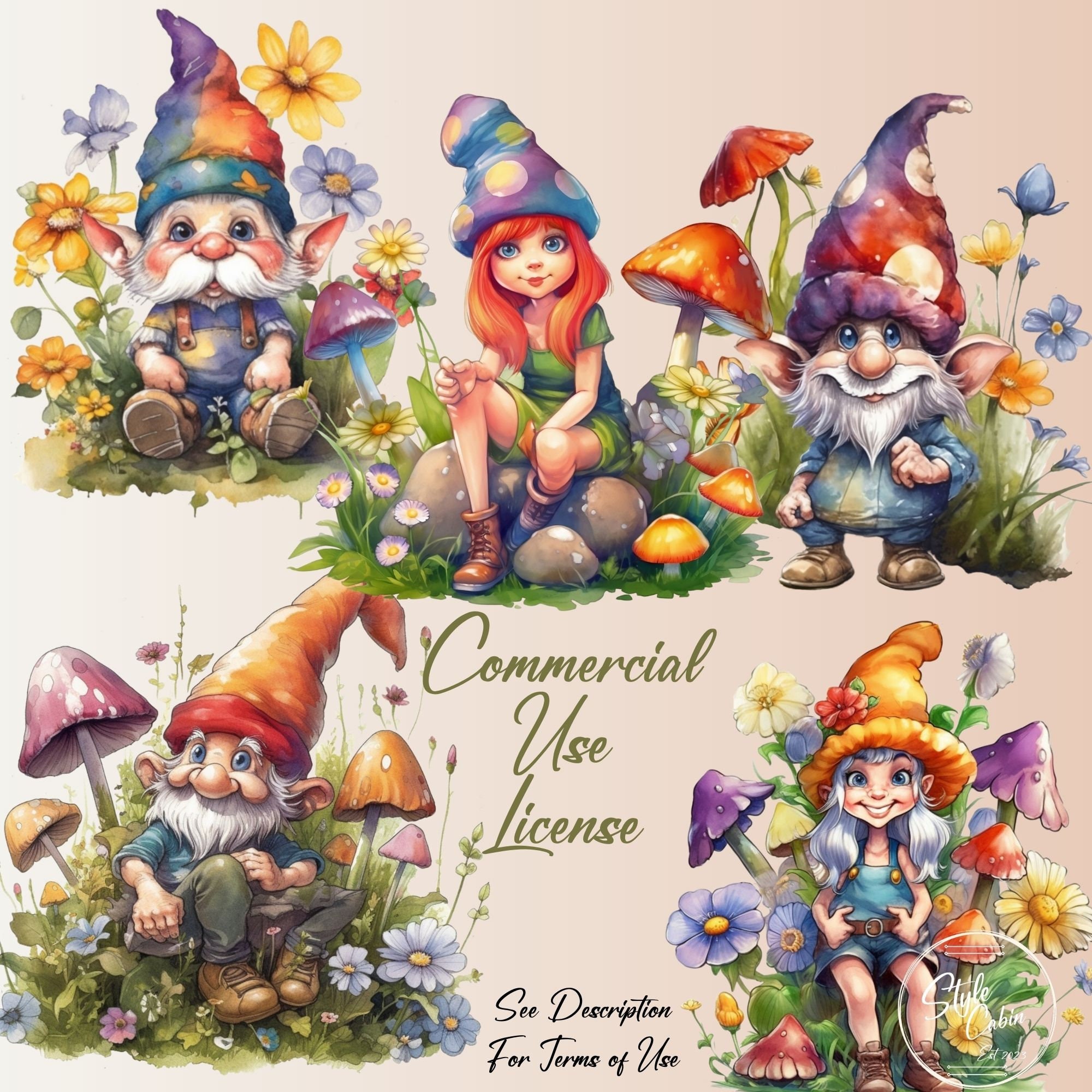 Watercolor Clipart Lovable Gnomes Collection, PNG Clipart Instant ...