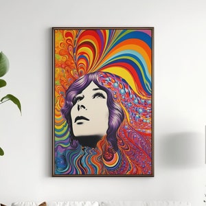 60s Psychedelic Woman Painting 1960s Art Style Pop Art Wall - Etsy Canada