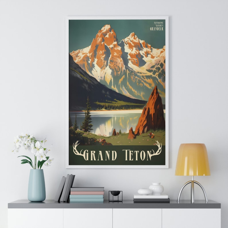 Grand Teton National Park Poster, Vintage Travel Poster, National Park ...