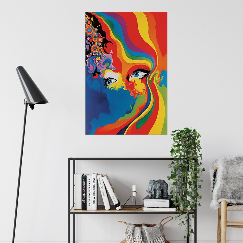 60s Psychedelic Woman Painting, 1960s Art Style, Pop Art Wall Decor ...