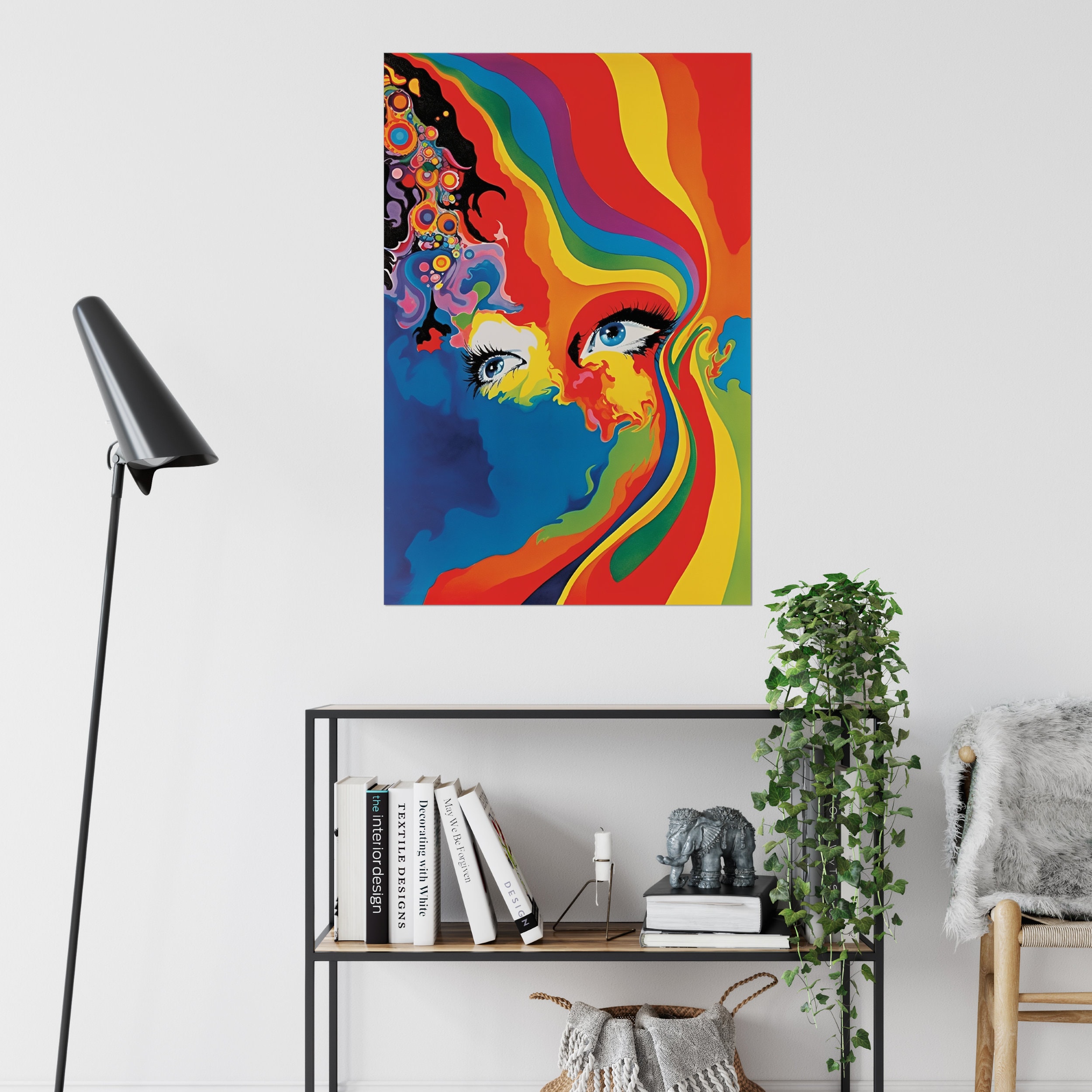 60s Psychedelic Woman Painting, 1960s Art Style, Pop Art Wall Decor ...