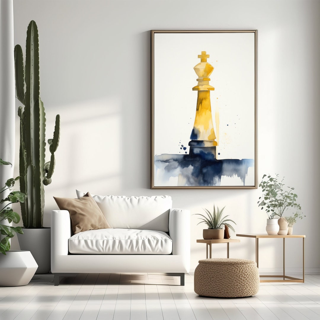 Minimalist Watercolour Chess Piece Art Print Modern Art Home - Etsy