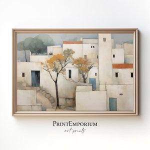 PRINTABLE Abstract Village Painting | Cubism Architecture Print ...