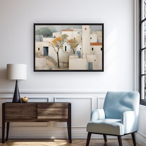 PRINTABLE Abstract Village Painting | Cubism Architecture Print ...