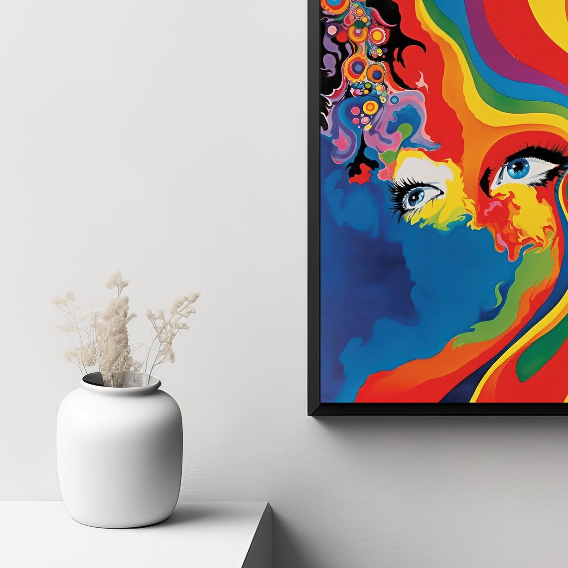 60s Psychedelic Woman Painting, 1960s Art Style, Pop Art Wall Decor ...