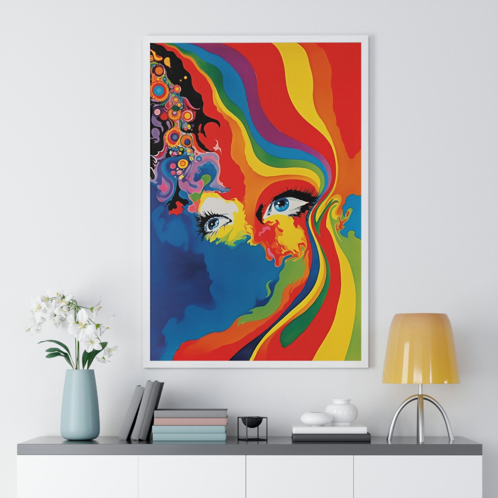60s Psychedelic Woman Painting, 1960s Art Style, Pop Art Wall Decor ...