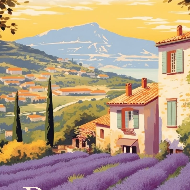 Provence Travel Poster, Printable Vintage Travel Poster, French Decor ...