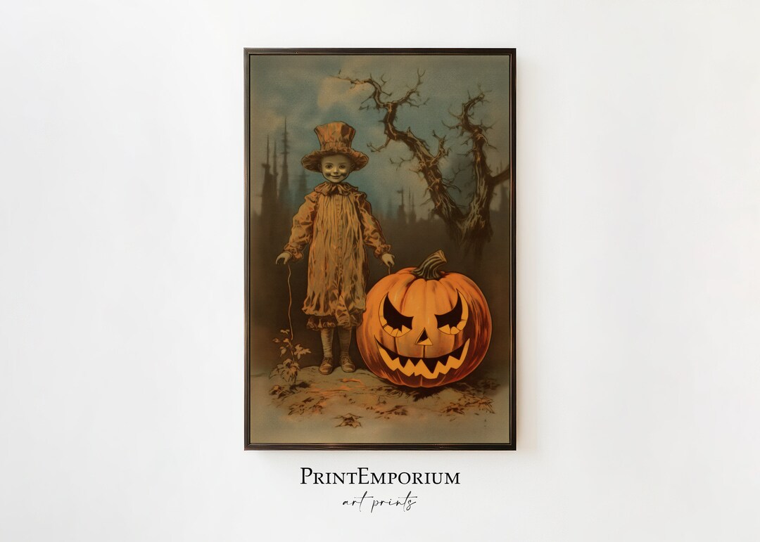 Creepy Vintage Halloween Digital Download Printable Wall Art, Rustic ...