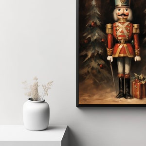 Christmas Wall Decor Nutcracker Painting, Printable Vintage Christmas ...