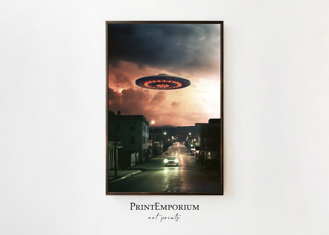 UFO Poster, Digital Download Wall Art, Printable UFO Art, Sci-fi Wall ...
