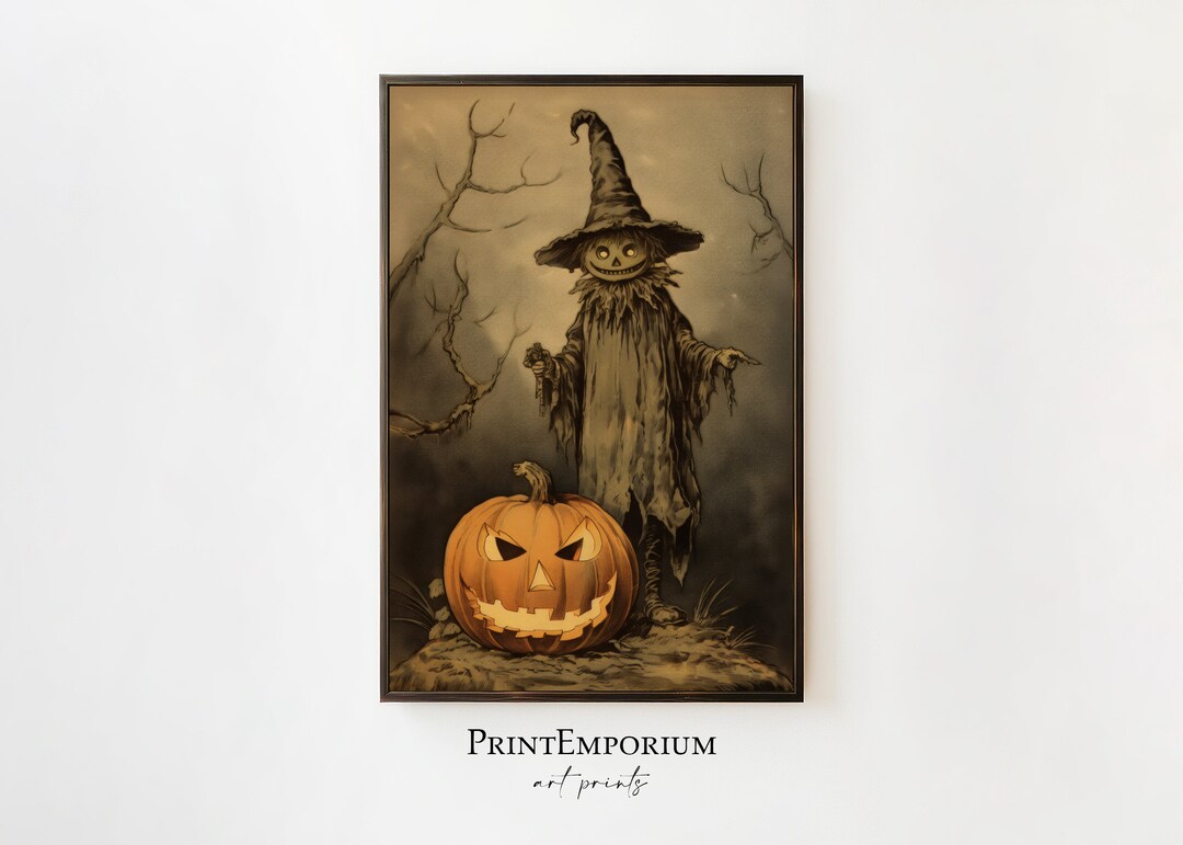 Creepy Vintage Halloween Digital Download Printable Wall Art, Rustic ...