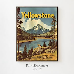 Yellowstone National Park Print, Vintage Travel Poster, Retro ...