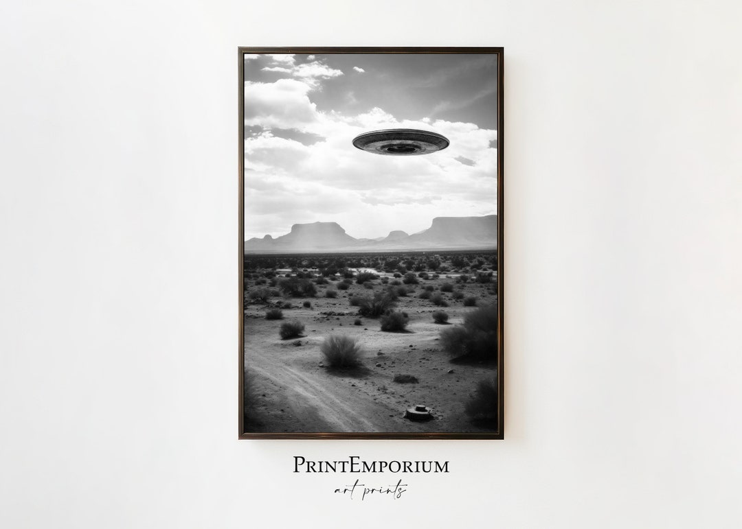 UFO Poster, Large UFO Wall Art, Large Framed Art, Home Decor, Trippy ...