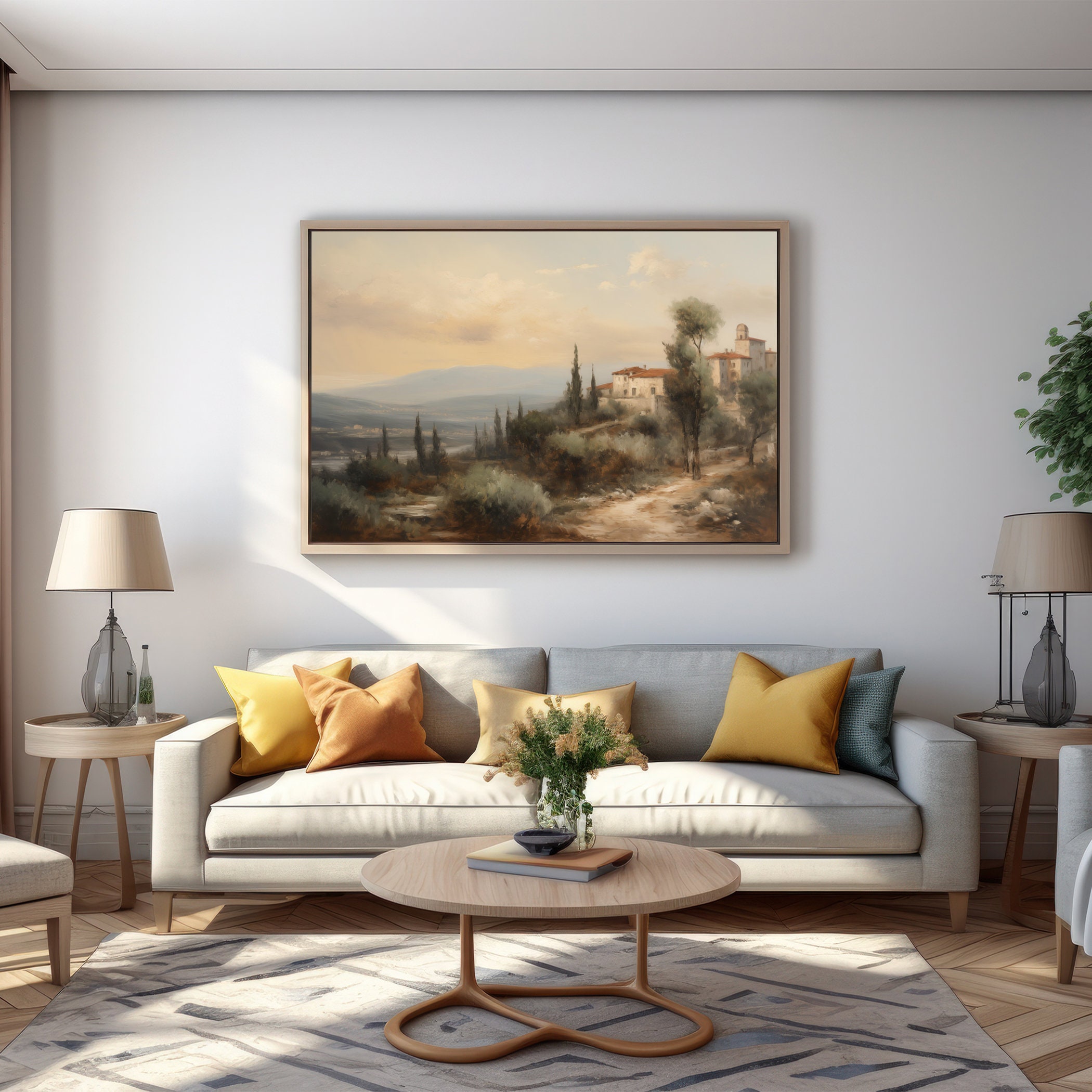 PRINTABLE Italian Villa Landscape Wall Art | Vintage Tuscany Wall Decor ...